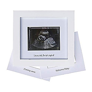 IHEIPYE Baby Sonogram Photo Frame - 1st Ultrasound Picture Frame - Idea Gift for Expecting Parents,Baby Shower, Gender Reveal Party,Baby Nursery Decor (Silver Text, White)