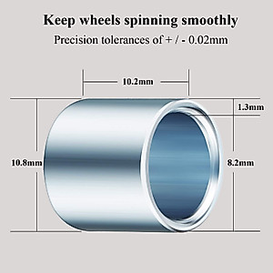 36 Pieces Bearing Spacers and Washers Skateboard Hardware Kit for Most Skateboard Trucks and Longboards (24 Washers, 12 Spacers)