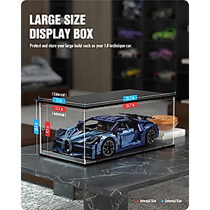Nifeliz Acrylic Display Box for Scale 1:8 Big Model Cars, Building Toy Car Organizer and Storage, Gifts for Large Car Model Colle ctors (25.2Lx13WX10.4H in)