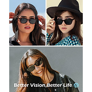JOOX Narrow Trendy Square Cat Eye Sunglasses for Women, Small Frame with Polarized UV400 Protection Lenses