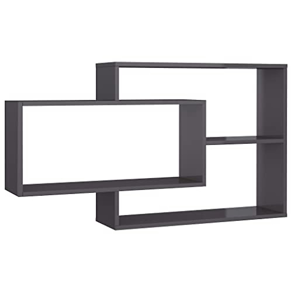MengK Wall Shelves High Gloss Gray 40.9"x7.9"x23.6" Chipboard