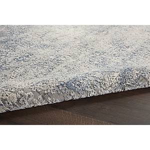Nourison Rustic Textures Transitional Abstract Ivory/Grey/Blue 5'3" x 7'3" Area -Rug, Easy -Cleaning, Non Shedding, Bed Room, Living Room, Dining Room, Kitchen(5' x 7')
