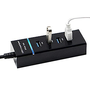 USB Hub, Portable 4 Port USB 3.0 Hub, Super Speed Data Sync Adapter Universal for Computer, Laptop, USB Flash Drives and Mobile HDD