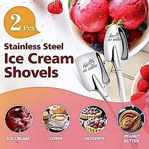 PRSTENLY Gifts for Him Her, 2 Pcs His and Hers Gifts Ice Cream Spoons Stainless Steel Couple Gifts, Birthday Wedding Anniversary Engagement Gifts for Couples Him Her