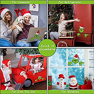 Cute Christmas Cartoon Stickers for Cars, 6.27" Vinyl Waterproof Cute Cartoon Holiday Christmas Peeker Funny Decorations for Car Windshield Window Decals