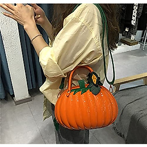 QZUnique Pumpkin Shoulder Bag 3D Glossy PU Purses Halloween Novelty Crossbody Bag holiday Party Gift Candy Bag