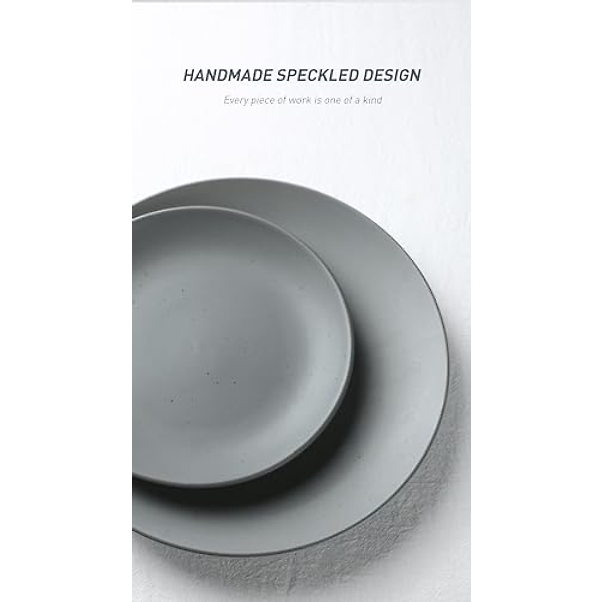 Famiware Moon Dinnerware Sets for 4, 12 Piece Stoneware Plates and Bowls Sets with Speckled Design, Microwave and Dishwasher Safe, Dark Gray