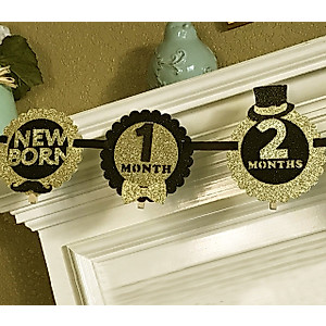 Zocakee Mr Onederful Birthday Decorations,First Year Monthly Photo Banner, Baby Shower Picture Banner