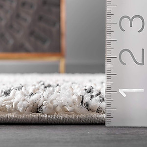 nuLOOM Lacey Moroccan Geometric Shag Area Rug, 6' Square, Off White