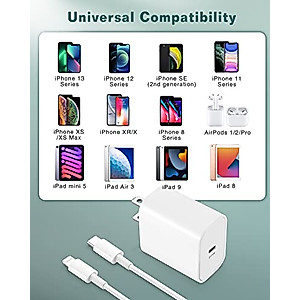 iPhone 13 12 Fast Charger [Apple MFi Certified], TIKALONG 2X 10FT Long USB C Lightning Charging Cable with 20W Wall Block for 13/13 Pro/13 Pro Max/12/SE/11/XS/XR/X/8 Plus, iPad, CA-43T
