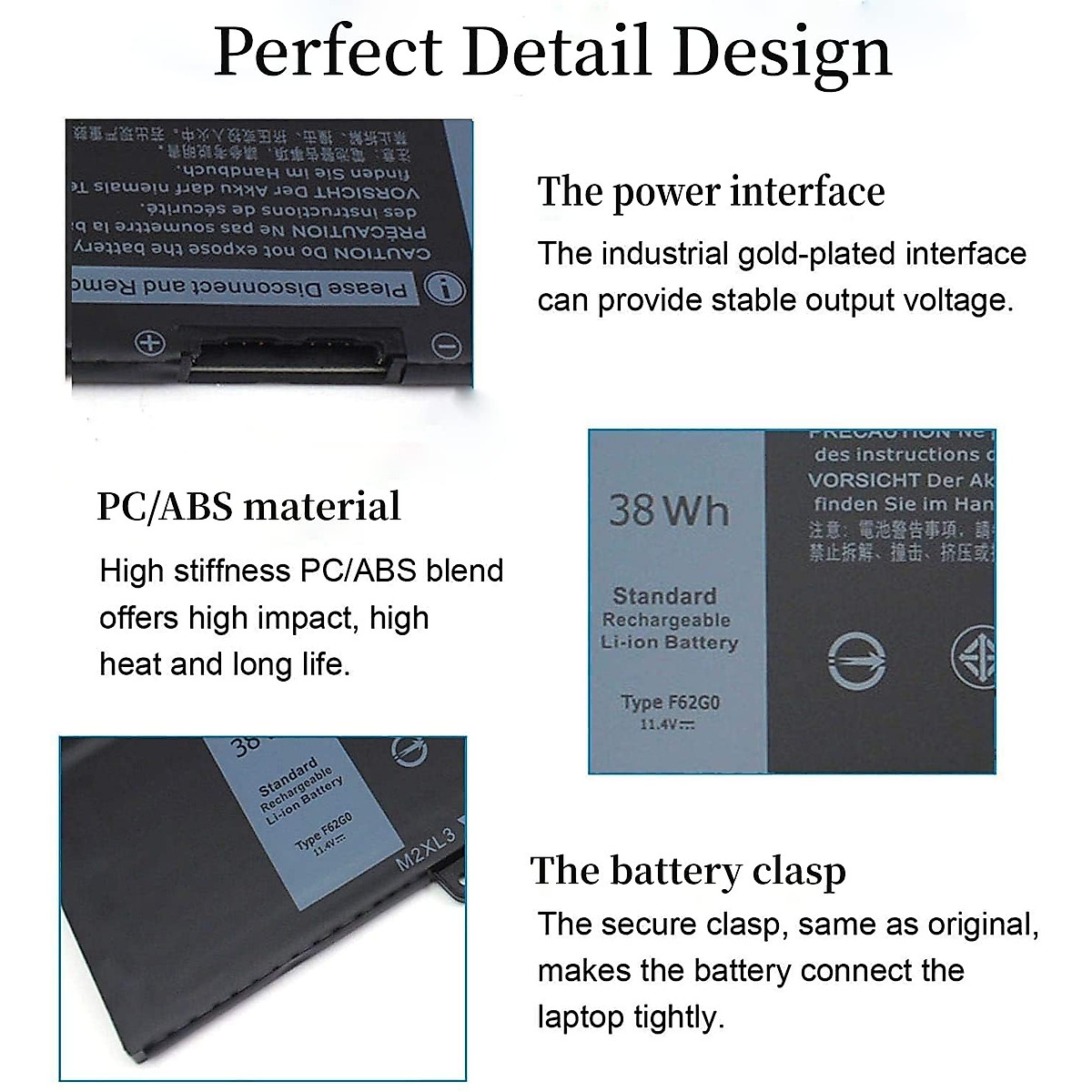Boyuteceer F62G0 Battery Replacement for Dell Inspiron 13 7000 2 in 1, P83G P83G001 P91G001 P91G P87G 39DY5 039DY5 13 5370 7370 7373 7380 7386 13MF Vostro 5370RPJC3 0RPJC3(38Wh/11.4V)