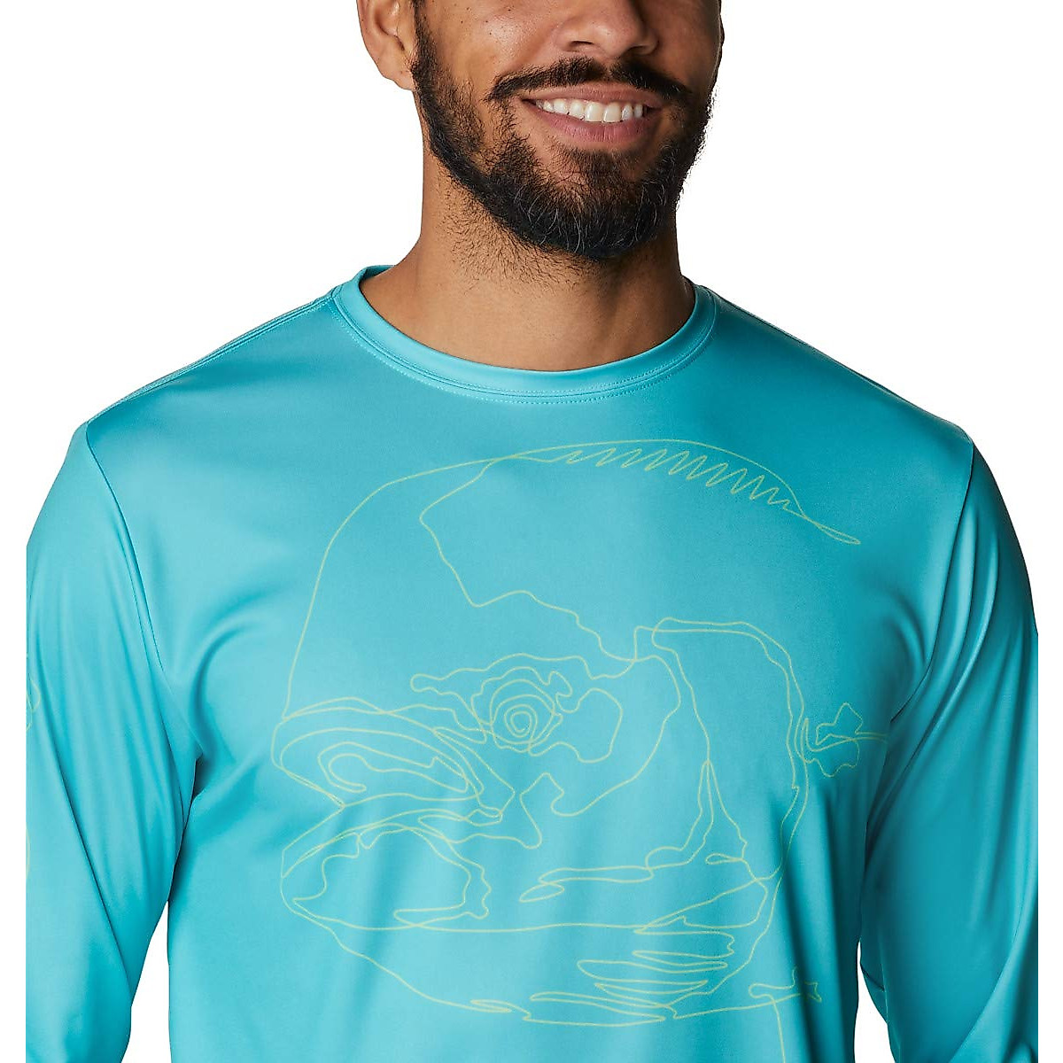 Columbia Men's Terminal Tackle PFG Running Line Long Sleeve, Sage/Light Lime Trout, Large