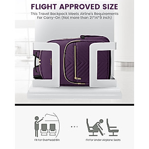LOVEVOOK Laptop Backpack Purse for Women, Work Travel Computer Bags, College School Backpack for Student Girl, Quilted Casual Daypack with USB Port, Fit 15.6 Inch Laptop, Deep Plum