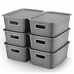 AREYZIN Plastic Storage Bins With Lid Organizing Container Lidded Knit ...