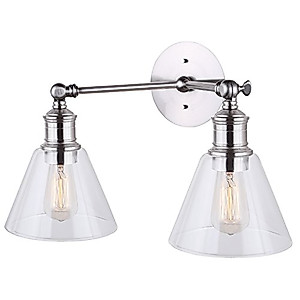 Canarm IVL628A02BN LTD Larken 2 Vanity Light, Brushed Nickel with Clear Glass