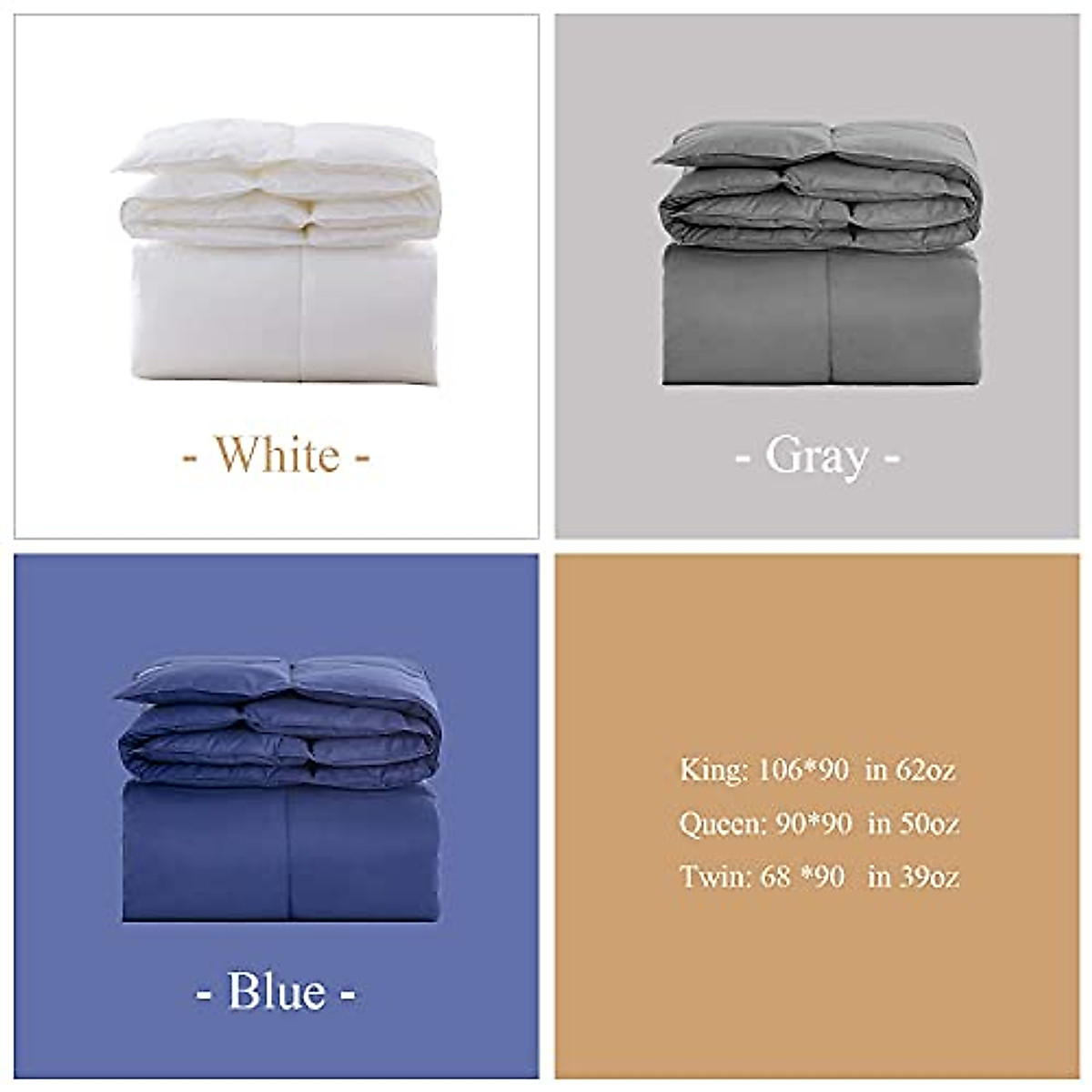 Amazon Brand - Pinzon All-Season Down Alternative Comforter with Duvet Tabs，Grey