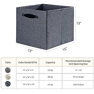 FABINADO Thickened Storage Cubes, 13x15 Inch Foldable Storage Cuby Bin with Dual Handles for Kallax, Slate Gray, 3 Pack