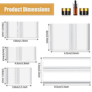 Boao 1250 Pieces Shrink Band for Bottles PVC Heat Shrink Wrap for Jars Perforated Shrink Wrap for Bottles Shrink Band Tamper for Cans and Tins, 5 Size, 250 Pieces of Each Size (Clear)