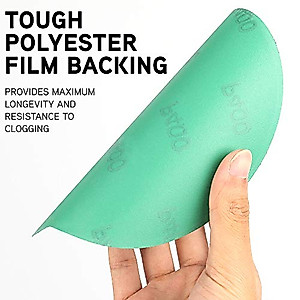 LotFancy 6 Inch PSA Sanding Discs with Tabs, 30PCS 400 600 800 1000 1500 2000 Grit Self Adhesive Wet Dry Green Film Sandpaper Assortment, Random Orbital Sander Fine Grit Sand Paper