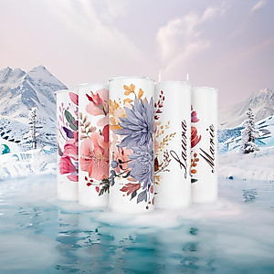 Personalized Tumbler with lid and straw,Customized tumbler with name and Birth flower,20 oz - 30 oz skinny Stainless Steel Insulated Tumblers Personlized coffee mug,Birthday Gifts for women men