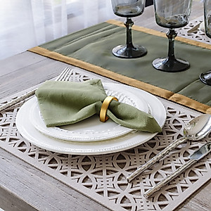 Stainless Steel Napkin Rings Metal Napkin Ring Holders Modern Ring Holder Serviette Buckles Metallic Adornment for Table Settings Kitchen Dinner Party Wedding (Matte Gold Semicircle,20 Pcs)