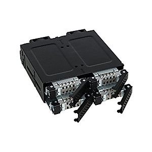 ICY DOCK 4 Bay 2.5 NVMe U.2/U.3 SSD PCIe 4.0 Rugged Mobile Rack Enclosure for 5.25" Bay (4 x Mini-SAS HD) | ToughArmor MB699VP-B