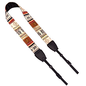 Wolven Pattern Canvas Camera Neck Shoulder Strap Belt Compatible With All DSLR/SLR/Men/Women etc, Yellow