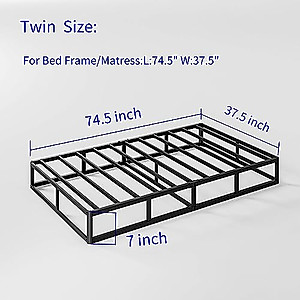 Aardhen 7 Inch Box Spring for Twin Bed,High Profile Strong Metal Frame Mattress Foundation, Quiet Noise-Free,Easy Assembly, 3000lbs Max Weight Capacity