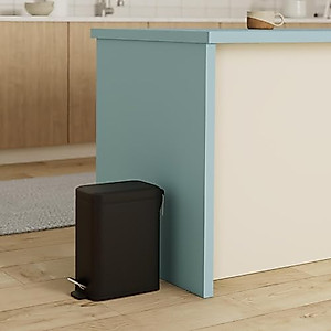 Homie Soft Close, Slim Trash Can 3.2 Gallon with Anti - Bag Slip Liner and Lid, Use as Mini Garbage Basket, Slim Dust Bin, or Decor in Bathroom, Restroom, Kitchen, or Bedroom (Matte Black)