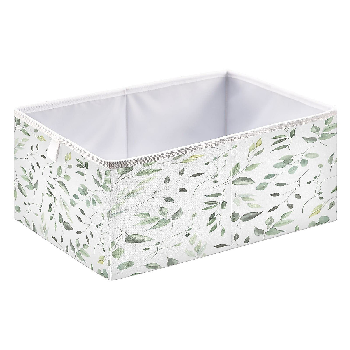 Kigai Green Leaves Cube Storage Bins - 11x11x11 in Large Foldable Cubes Organizer Storage Basket for Home Office, Nursery, Shelf, Closet