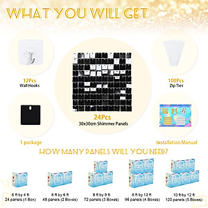 Black Shimmer Wall Backdrop 6ftx4ft Square Sequin Shimmer Backdrop for Birthday Anniversary Wedding Engagement Halloween Backdrop Decor