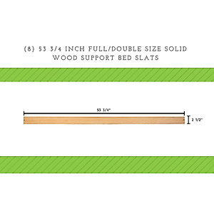 CC KITS Set of Eight (8) 53 3/4 Inch Full/Double Size Solid Wood Support Bed Slats｜Use Crib Conversion Kits｜Platform Frame for Mattress｜Bunkie Board, Box Spring or Foundation Replacement Option