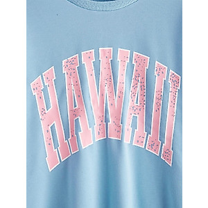 SOLY HUX Girl's Cute Graphic Sweatshirt Letter Print Long Sleeve Crewneck Pullover Tops Blue 10-11Y