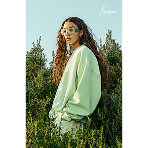 Laemzinv Oversized Square Blue Light Glasses for Women, Large Thick Frame Reading Blocker, Big Reader for Computer Eyewear and Gaming Glasses LA022 (A2 | GREEN)