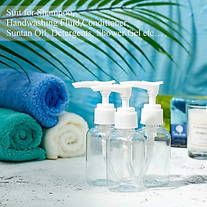 4 Pieces Transparent Travel Pump Bottles Lotion Dispenser Mini Travel Plastic Foamer Bottle Clear Pump Dispenser for Cleaning, Cosmetics Packaging, Shampoo