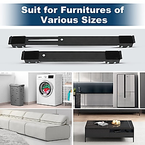 Lemtrflo Heavy Duty Extendable Appliance Rollers Mobile Washing Machine Base,Furniture Dolly Mobile Roller,Fridge Stand Moving Cart Appliance Wheels for Washing Machines,Dryers, Refrigerators (White)