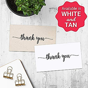 321Done Thank You Notecards Small (Set of 50) Business Card Size 3.5" x 2" - For Gifts, Parties, Weddings, and Any Occasion- Made in USA - Kraft Tan