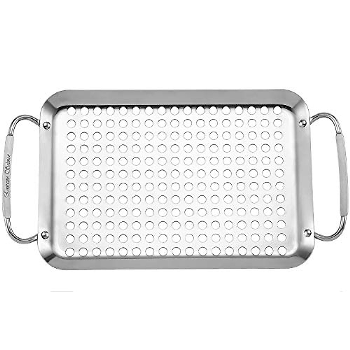 Extreme Salmon 3-Piece Mini Small Grill Topper Set, Heavy Duty Stainless Steel BBQ Grill Wok Grill Basket Grill Pan Set Grill Accessories Perfect for Grilling Vegetable, Diced Meat, Seafood and More