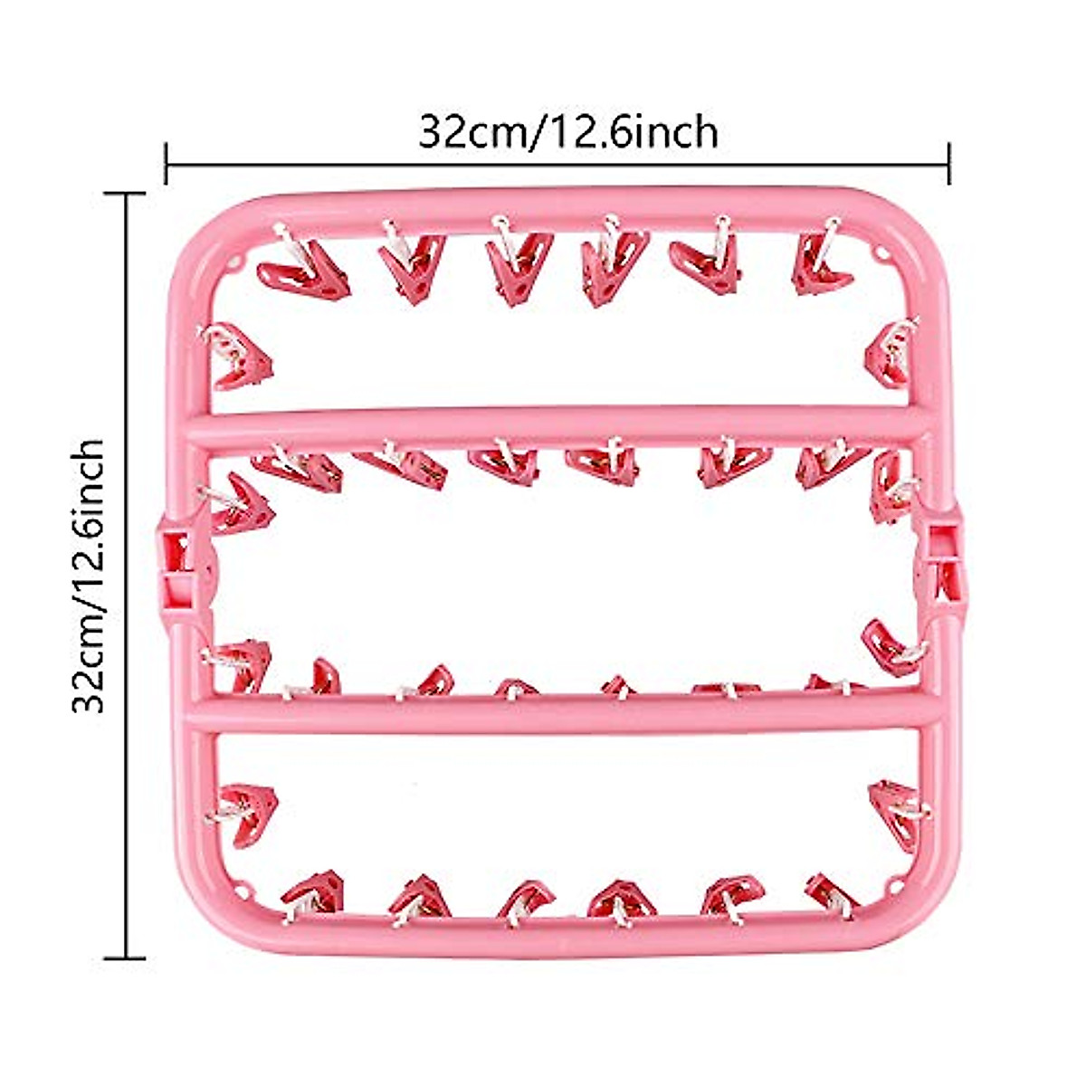 SteelFever Clothes Drying Hanger with 32 Clips, Foldable Hanging Drying Rack for Clothes Underwear Socks (Pink)