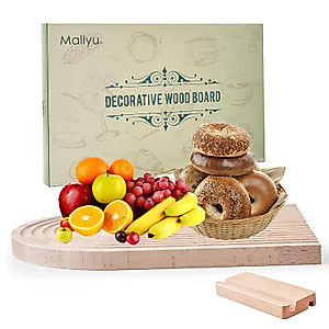 MALLYU Decorative Wooden Serving Tray Cutting Board Arch Shape Grooved Multi-functional Platter Fashion for Charcuterie Home Kitchen Shelf Decor Beading Jewelry Making Organizer DIY Plate Wedding Gift