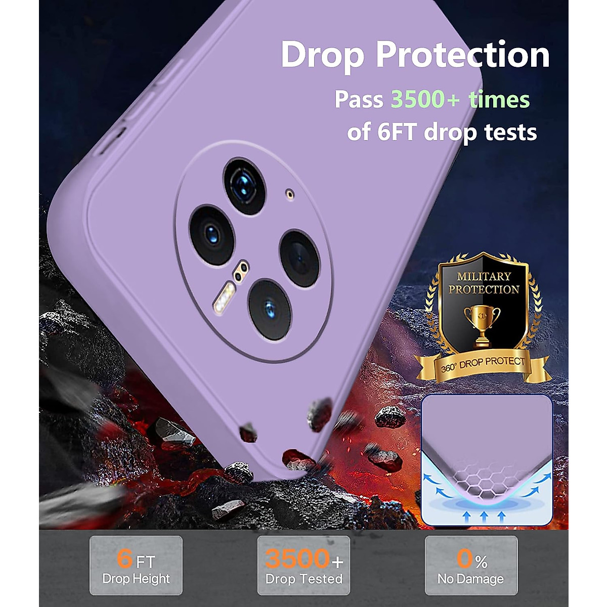 Wousunly Compatible with Huawei Mate 50 Pro Case Silicone Liquid Dark Green, Soft Smooth Touch Huawei Mate 50 Pro Phone Case Silicone Shockproof Thin Cover (Purple)