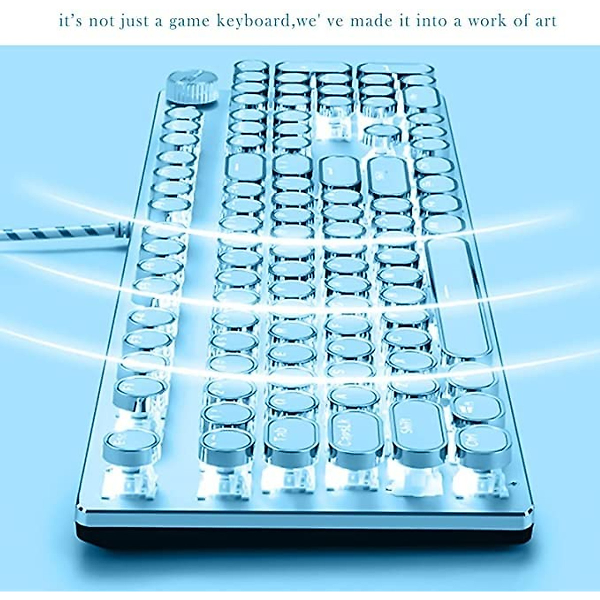 Yuanjay Gaming Keyboard Wired,Mechanical Keyboards Backlight,Retro Punk Style,Ergonomic,Plug and Play, for Desktop Gamer