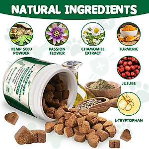 Hemp Calming Chews for Dogs Calming Treats - Anxiety Relief Treats, Composure Dog Calming Chews Helps with Dog Separation, Stress Relief, Sleep Calm Treats with Valerian Root, L-Tryptophan 120 Chews