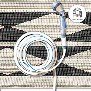 Fab Habitat Outdoor Rug - Waterproof, Fade Resistant, Crease-Free - Premium Recycled Plastic - Geo Tribal - Porch, Deck, Balcony, Mudroom, Laundry Room, Patio - Cairo - Natural & Black - 3 x 5 ft