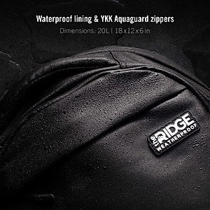 Ridge The Commuter - Weatherproof Backpack | Travel Backpack with Laptop Holder | Work Backpack | Weather Proof, RFID Blocking Nylon Backpack | Black