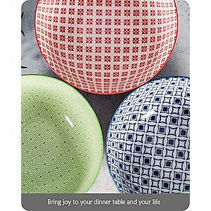 Salad Pho Soup Bowls Set for Eating 55oz Large Stackable Ramen Pasta Ceramic Serving Bowls & Porcelain Salad Pasta Bowls Set of 6