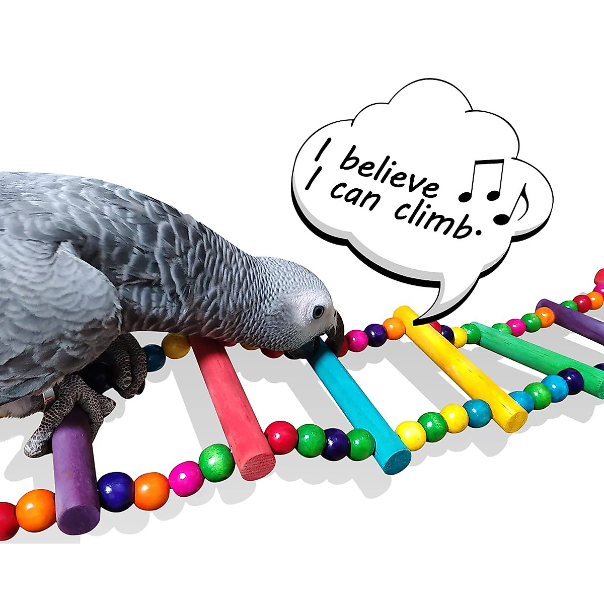 DS. DISTINCTIVE STYLE Bird Ladder Toys Coloured Flexible Parrot Swing Bridge Wooden Cockatiel Cage Hanging Climbing Ladder (39 in (16 Steps))