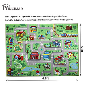 Yincimar Kids Carpet Playmat Rug,6.6x5.0 ft Extra Large City Life Carpet Learning Exercise Mat Educational Car Rug Play Game Rug for Baby Toddler Boy Bedroom Playroom