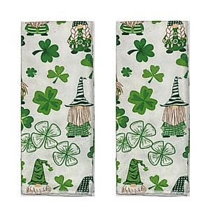 St Patricks Day St Patricks Day Irish Shamrock Kitchen Dish Towels or Bathroom Hand Towels Holiday Decorations with Bonus Mittea Gift Set of 2.