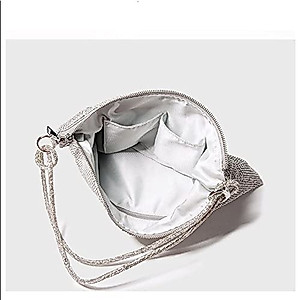 Rhinestone Hobo Bag for Womens Chic Sparkly Evening Handbag Clutch Bag Shiny Purse for Party Club Wedding (Silver)